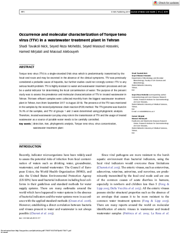 (PDF) Occurrence and molecular characterization of Torque teno virus ...