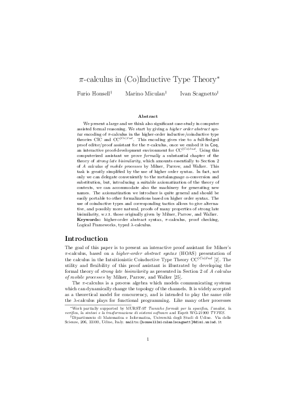 (PDF) π-calculus in (Co)inductive-type theory