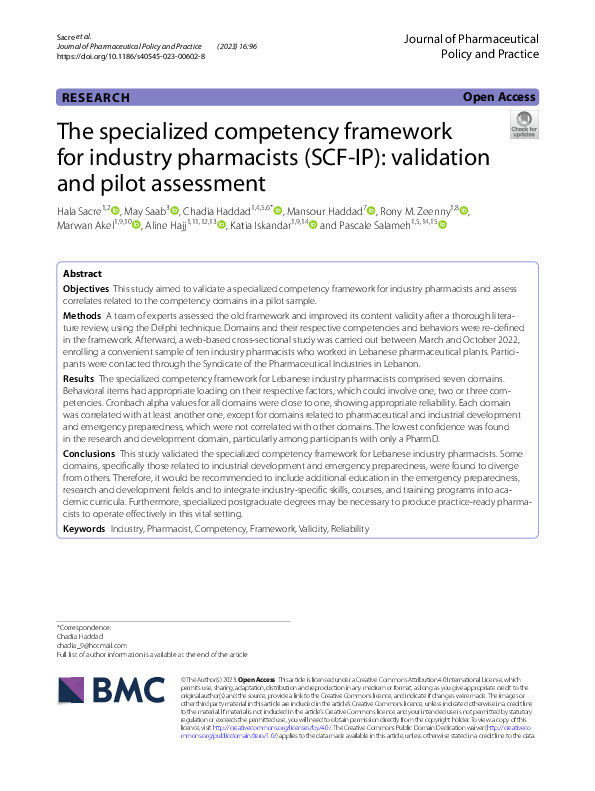(PDF) The specialized competency framework for industry pharmacists ...