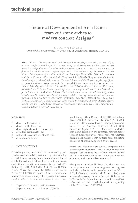 (PDF) Historical Development of Arch Dams: from cut-stone arches to ...