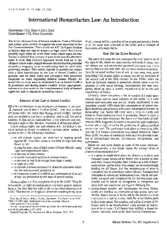 (PDF) International Humanitarian Law: An Introduction
