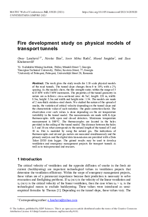 (PDF) Fire development study on physical models of transport tunnels