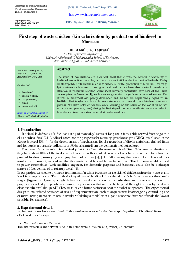 (PDF) First step of waste chicken skin valorization by production of ...