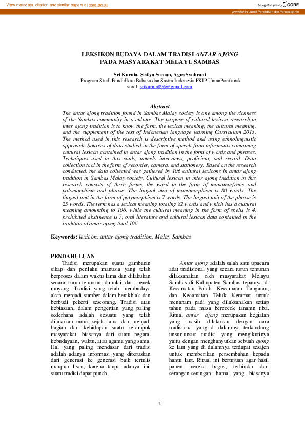 (PDF) Leksikon Budaya Dalam Tradisi Antar Ajong Pada Masyarakat Melayu ...