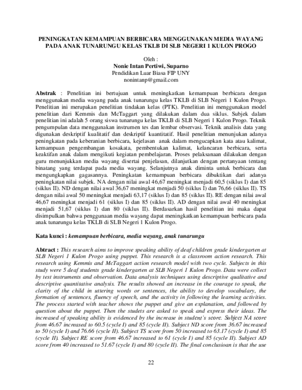 (PDF) Peningkatan Kemampuan Berbicara Menggunakan Metode Pembelajaran ...