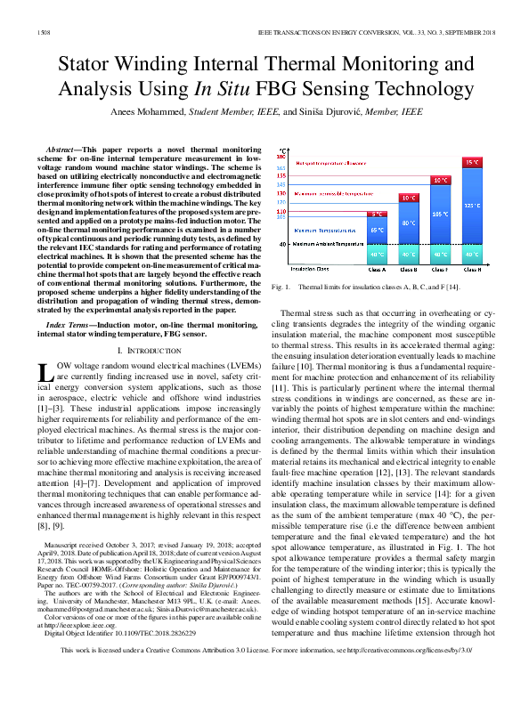 (PDF) Stator Winding Internal Thermal Monitoring and Analysis Using In Situ FBG Sensing Technology
