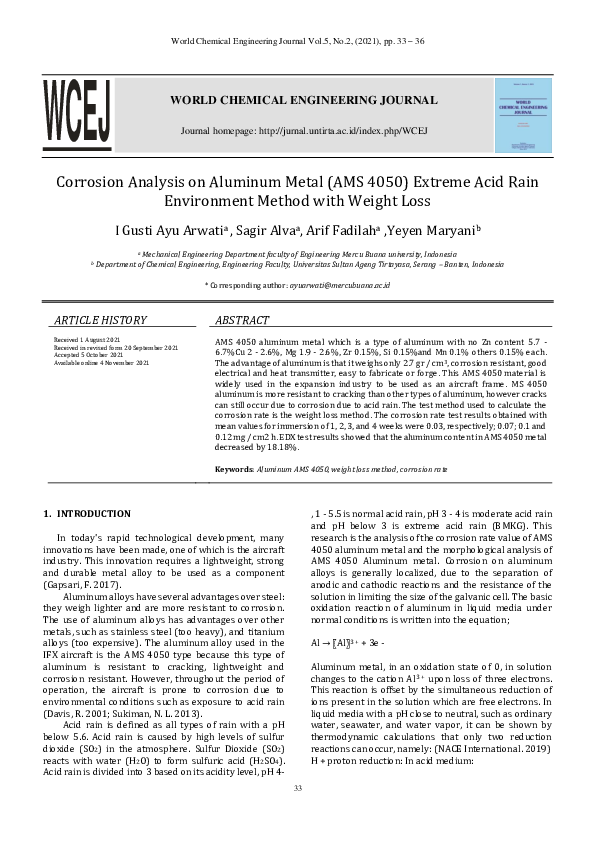 (PDF) Corrosion Analysis on AMS 4050 Aluminum Metal in an Extreme Acid ...