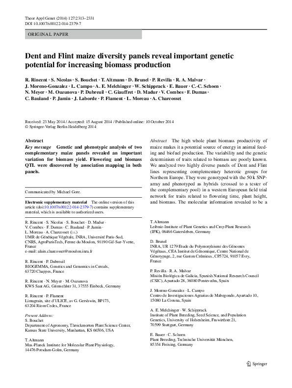 (PDF) Dent and Flint maize diversity panels reveal important genetic ...