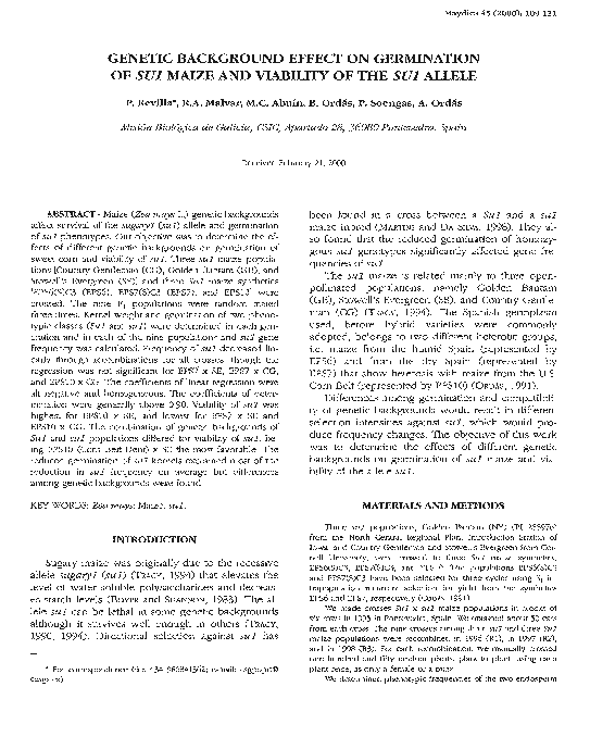 (PDF) Genetic background effect on germination of su1 maize and ...