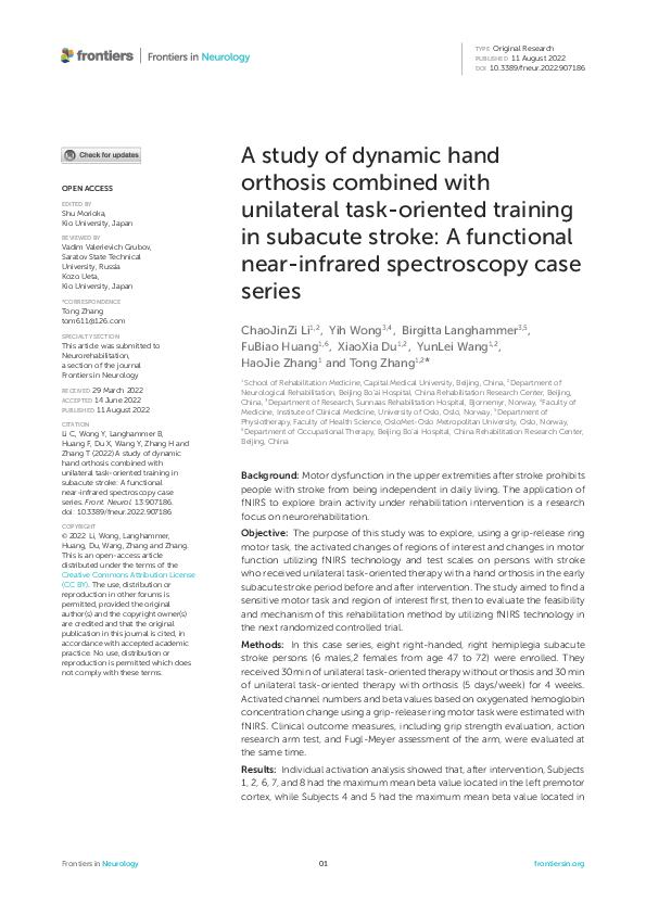 (PDF) A study of dynamic hand orthosis combined with unilateral task ...