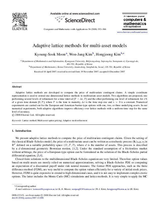 (PDF) Adaptive lattice methods for multi-asset models
