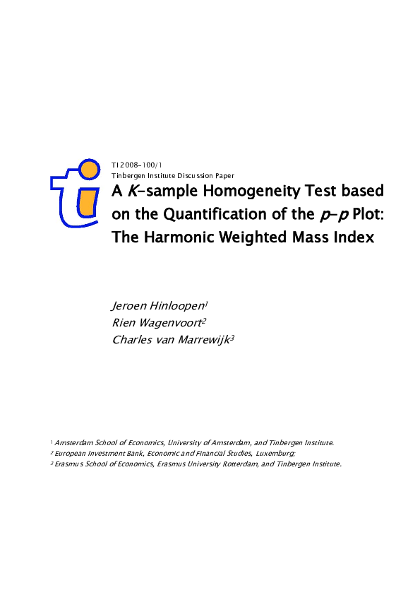 (PDF) A K-sample Homogeneity Test based on the Quantification of the p ...
