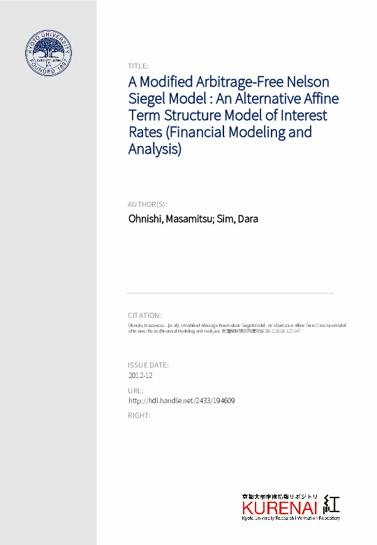 (PDF) A Modified Arbitrage-Free Nelson Siegel Model : An Alternative Affine Term Structure Model ...