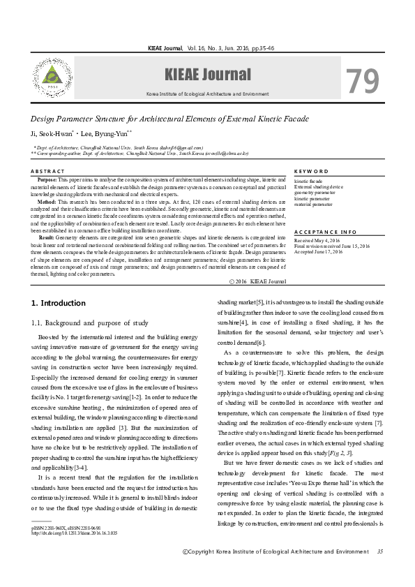 (PDF) Design Parameter Structure for Architectural Elements of External ...