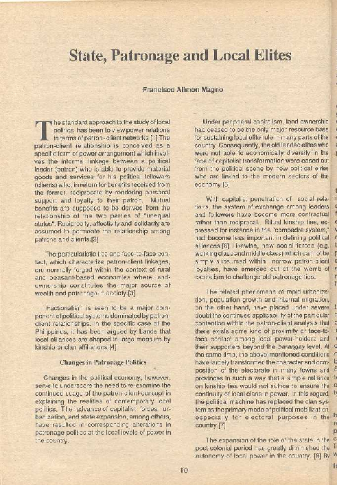 (PDF) State, Patronage and Local Elites