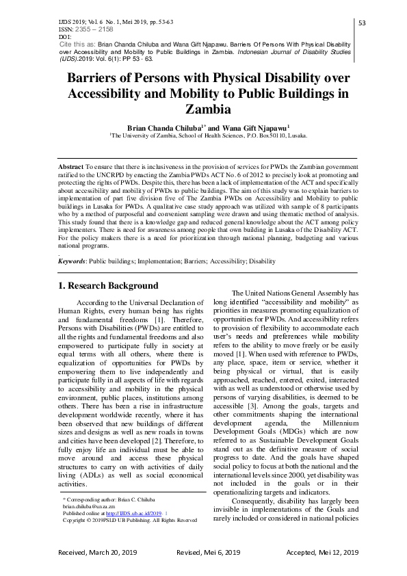 (PDF) Barriers of Persons with Physical Disability Over Accessibility ...