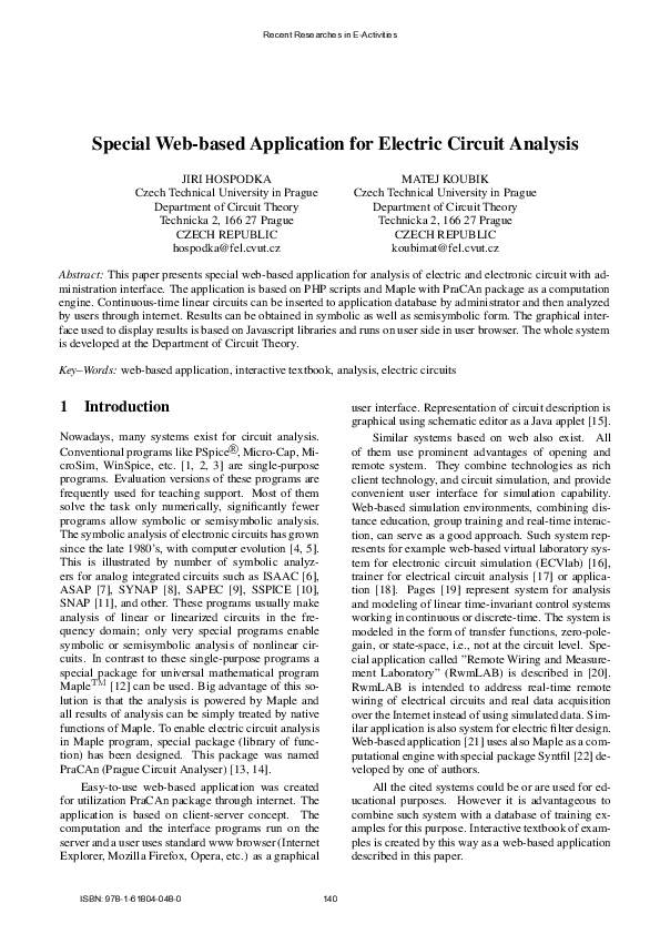 (PDF) Web-Based Application for Electric Circuit Analysis