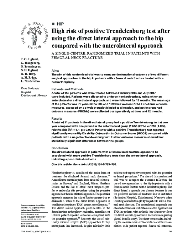 (PDF) High risk of positive Trendelenburg test after using the direct ...