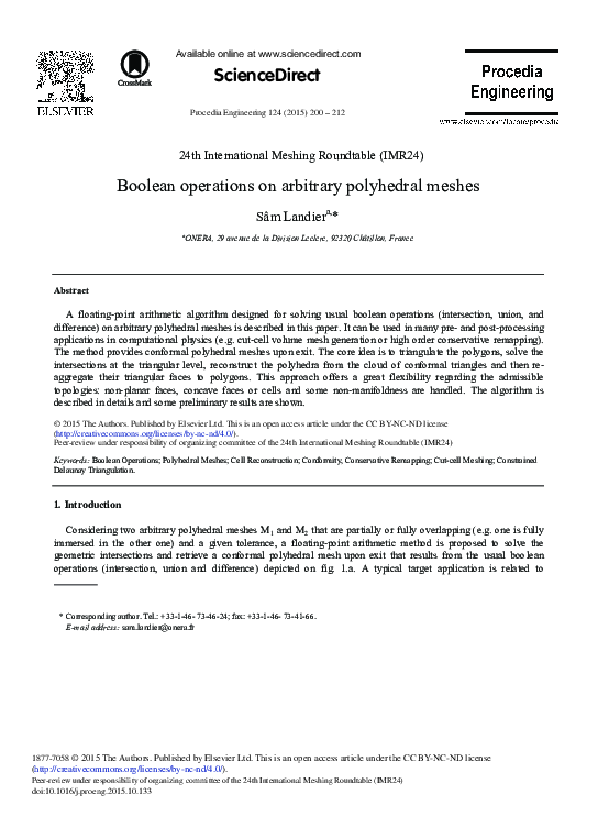 (PDF) Boolean Operations on Arbitrary Polyhedral Meshes | sam landier ...