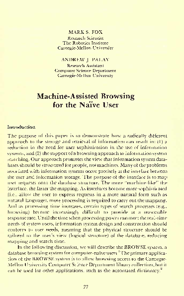 (PDF) Machine assisted browsing for the naive user