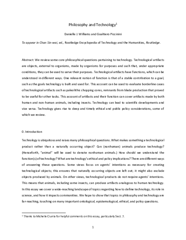 (PDF) Philosophy and Technology