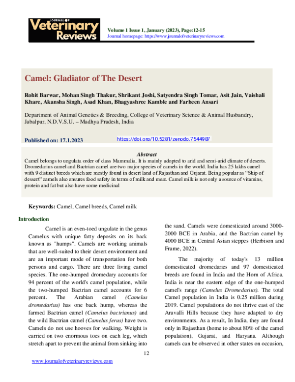 (PDF) Camel: Gladiator of The Desert