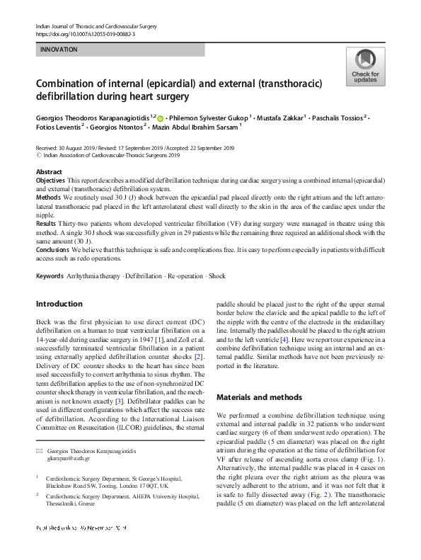 (PDF) Combination of internal (epicardial) and external (transthoracic ...
