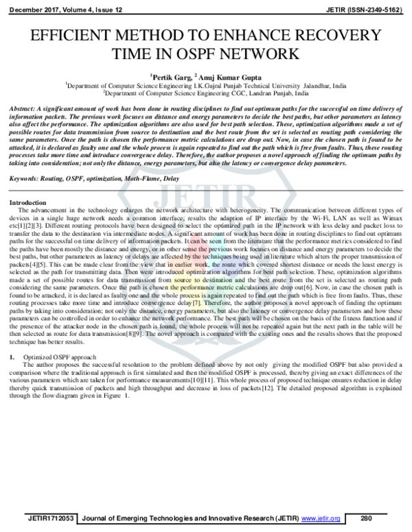 (PDF) Efficient Method to Enhance Recovery Time in OSPF Network