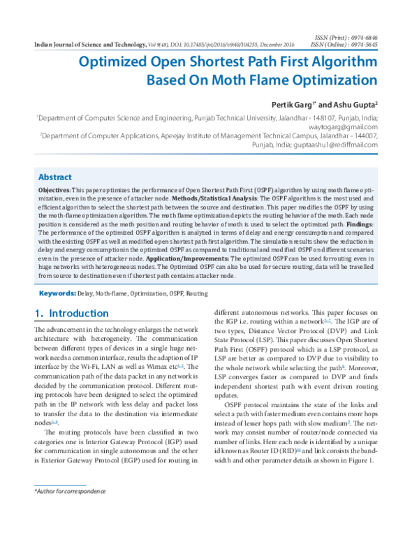 (PDF) Optimized Open Shortest Path First Algorithm Based On Moth Flame ...