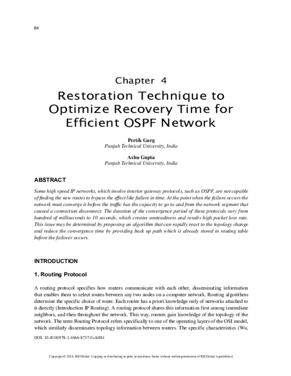(PDF) Restoration Technique to Optimize Recovery Time for Efficient OSPF Network