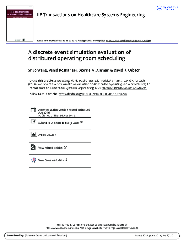 (PDF) A discrete event simulation evaluation of distributed operating room scheduling