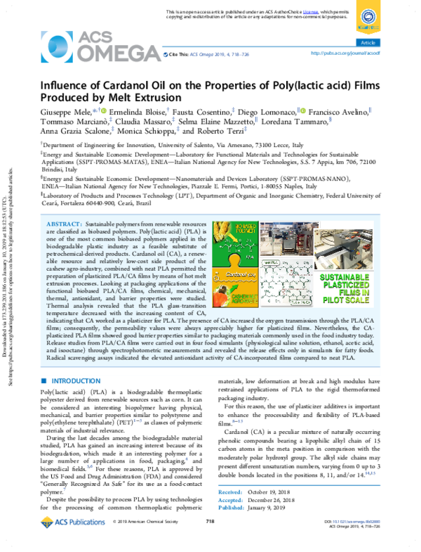 (PDF) Influence of Cardanol Oil on the Properties of Poly(lactic acid ...