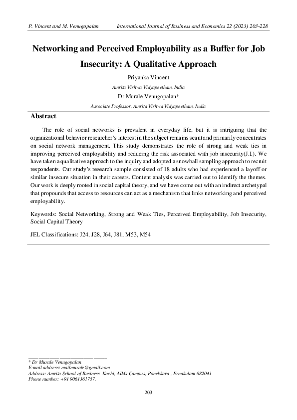 (PDF) Networking and Perceived Employability as a Buffer for Job ...
