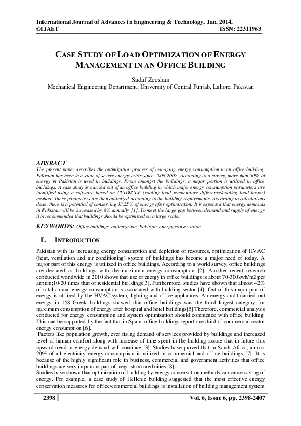 (PDF) Case Study of Load Optimization of Energy Management in an Office ...