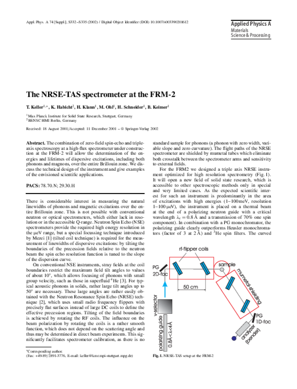 (PDF) The NRSE-TAS spectrometer at the FRM-2
