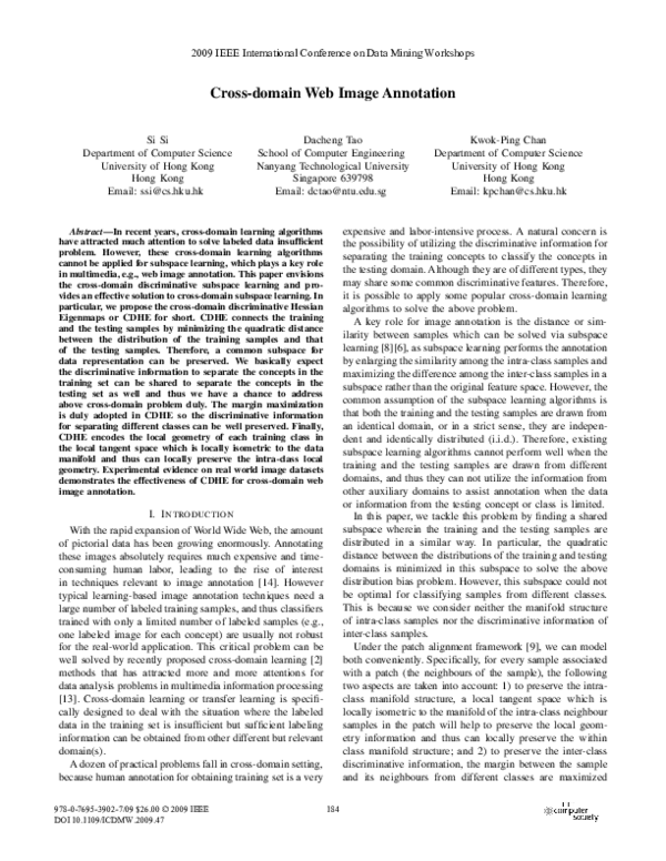(PDF) Cross-Domain Web Image Annotation