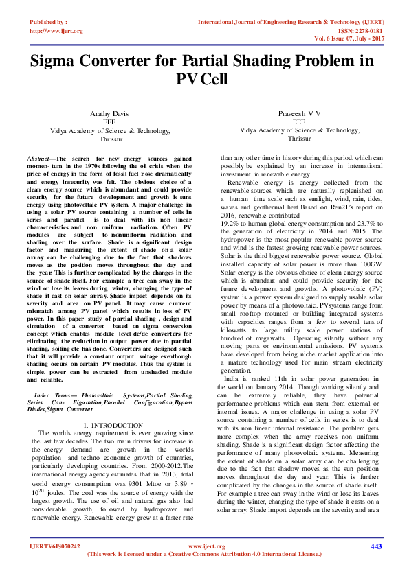(PDF) Sigma Converter for Partial Shading Problem in Pv Cell | arathy davis - Academia.edu