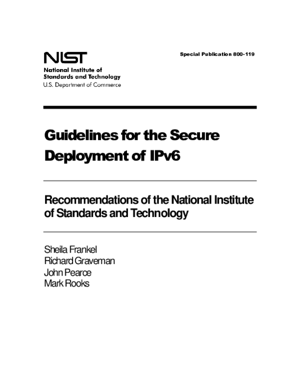 (PDF) Guidelines for the secure deployment of IPv6
