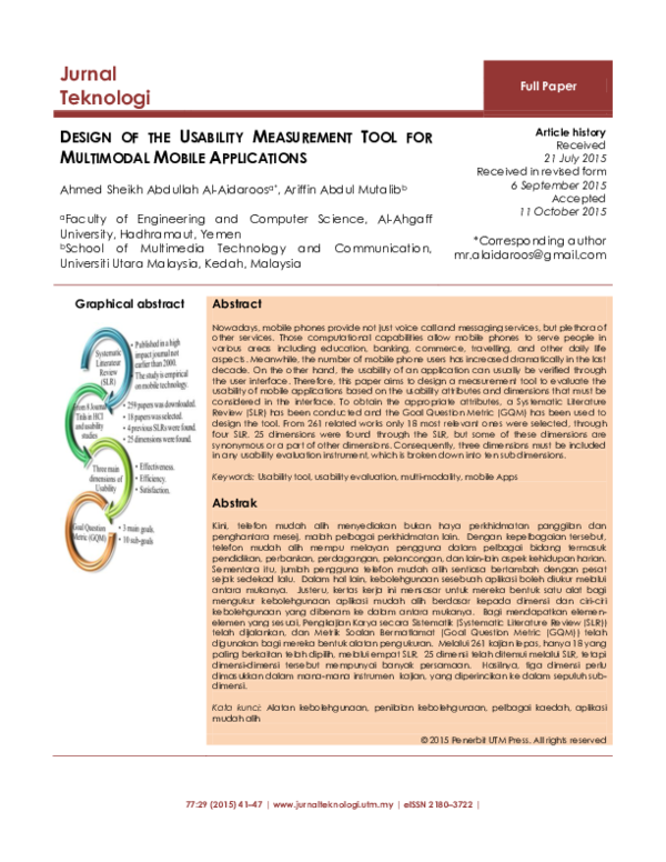 Pdf Design Of The Usability Measurement Tool For Multimodal Mobile Applications