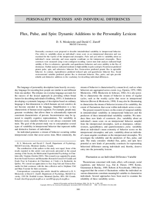 (PDF) Flux, Pulse, and Spin: Dynamic Additions to the Personality ...