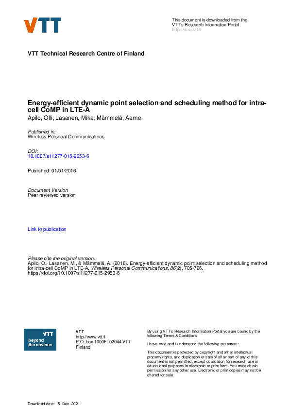 Pdf Energy Efficient Dynamic Point Selection And Scheduling Method