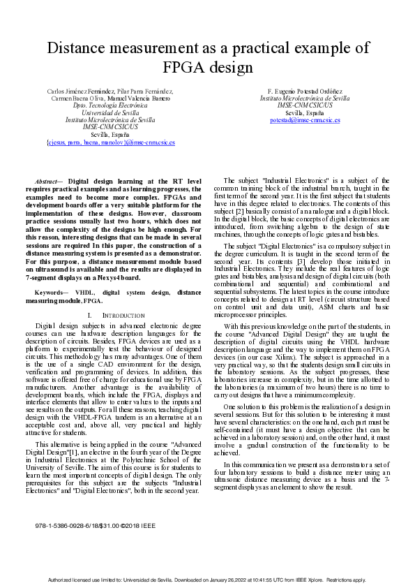 (PDF) Distance measurement as a practical example of FPGA design