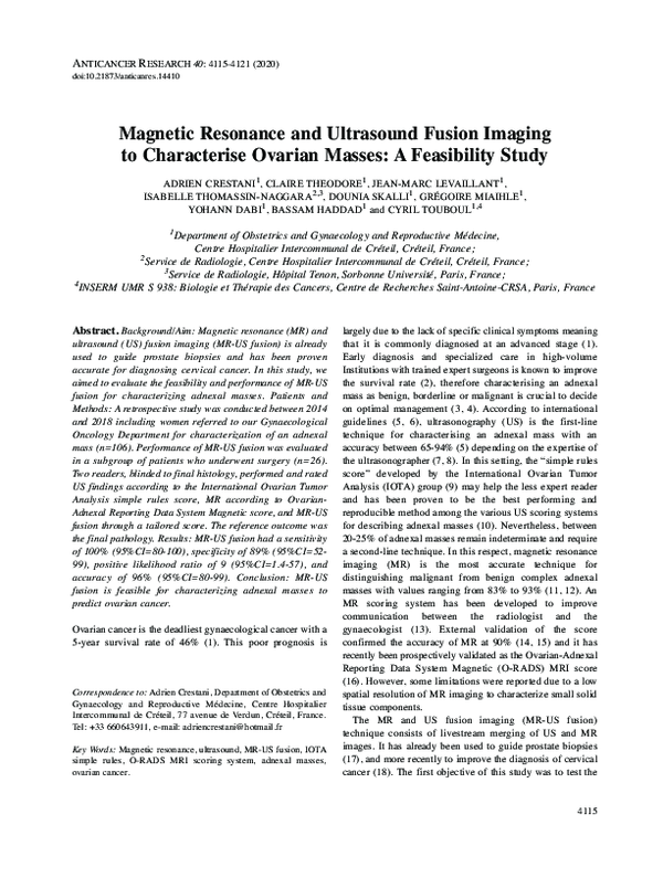 (PDF) Magnetic Resonance and Ultrasound Fusion Imaging to Characterise ...