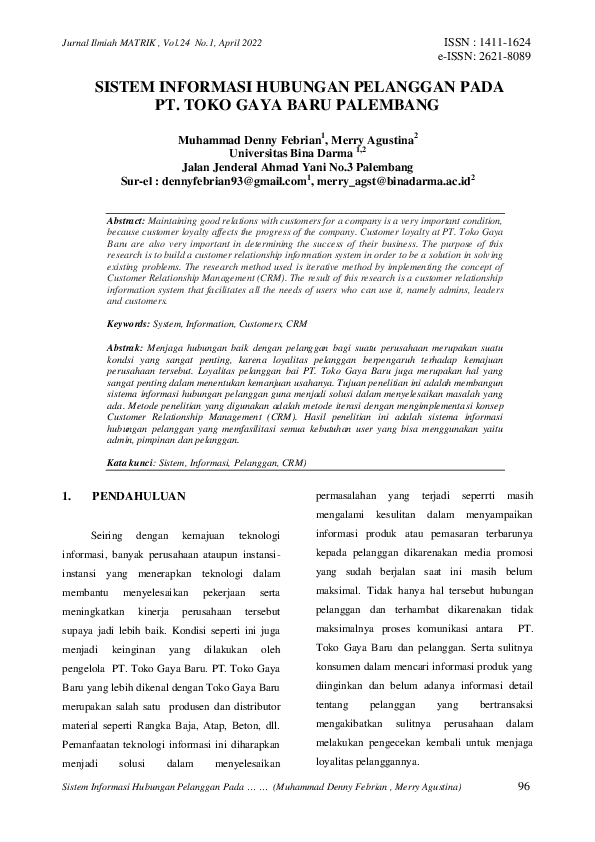 (PDF) Sistem Informasi Hubungan Pelanggan Pada PT. Toko Gaya Baru Palembang | Muhammad Diffa ...