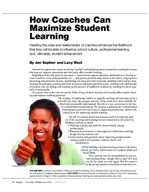 (PDF) How Coaches Can Maximize Student Learning