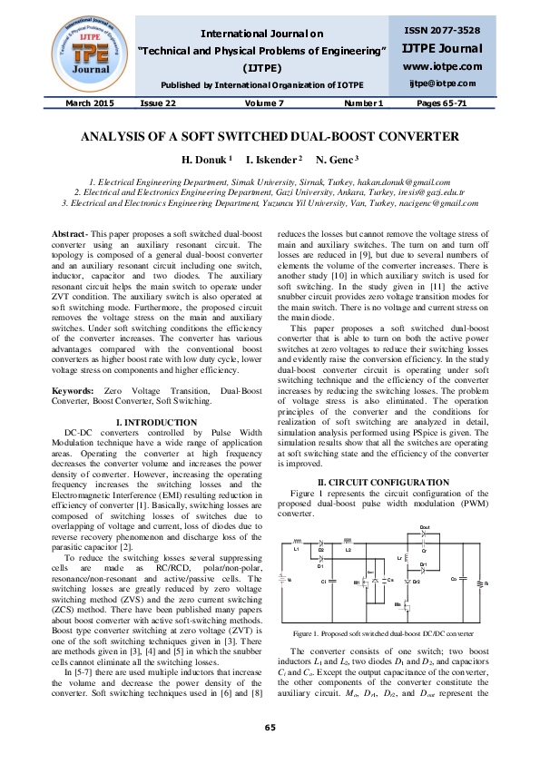(PDF) Analysis of a soft switched dual-boost converter