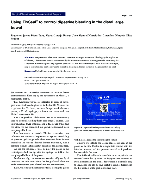 (PDF) Using FloSeal® to control digestive bleeding in the distal large ...