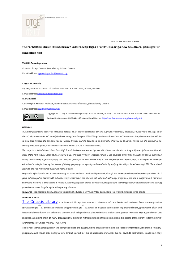 (DOC) The Panhellenic Student Competition "Hack the Map: Rigas' Charta ...