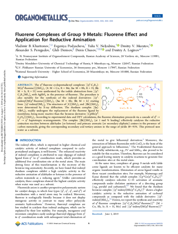 (PDF) Fluorene Complexes of Group 9 Metals: Fluorene Effect and Application for Reductive ...
