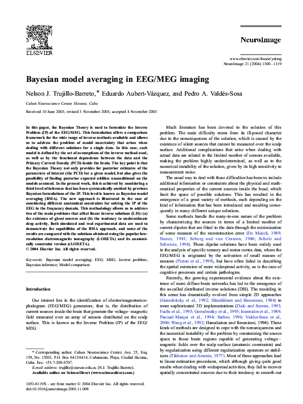 (PDF) Bayesian Model Averaging in EEG/MEG Analysis